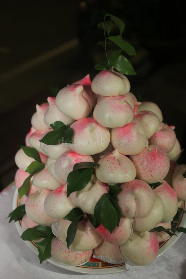 Bread Peach for Moon Pray Festival Stock Image - Image of dish, full ...