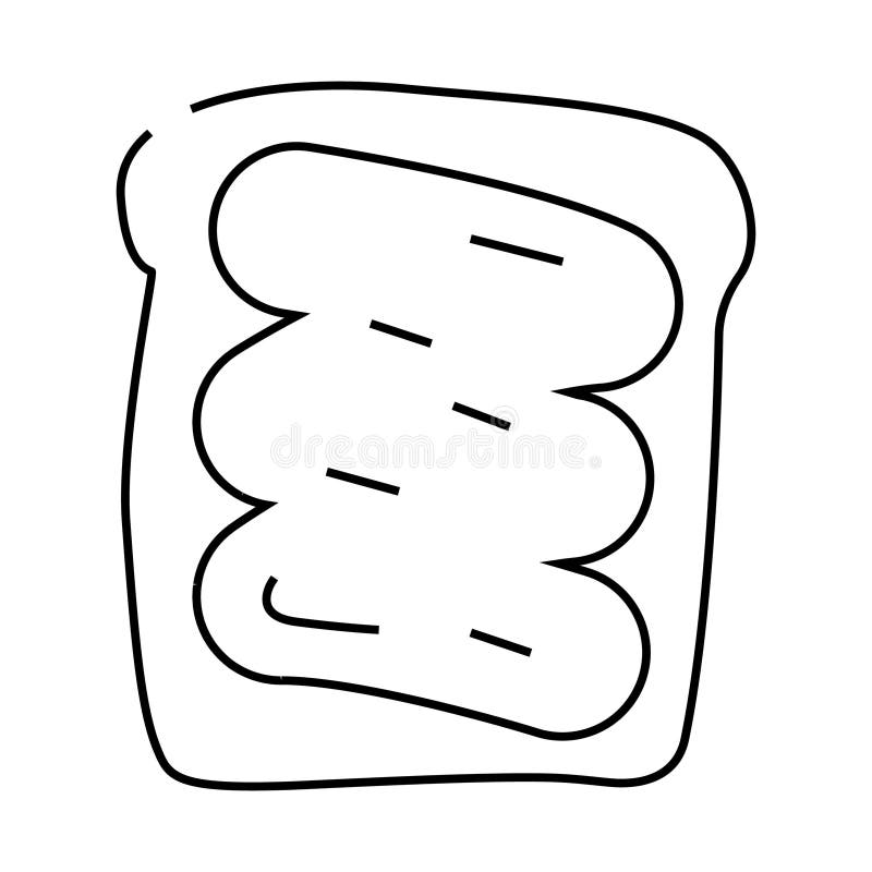 Bread Piece with Peanut Butter Line Icon Vector Illustration Stock ...