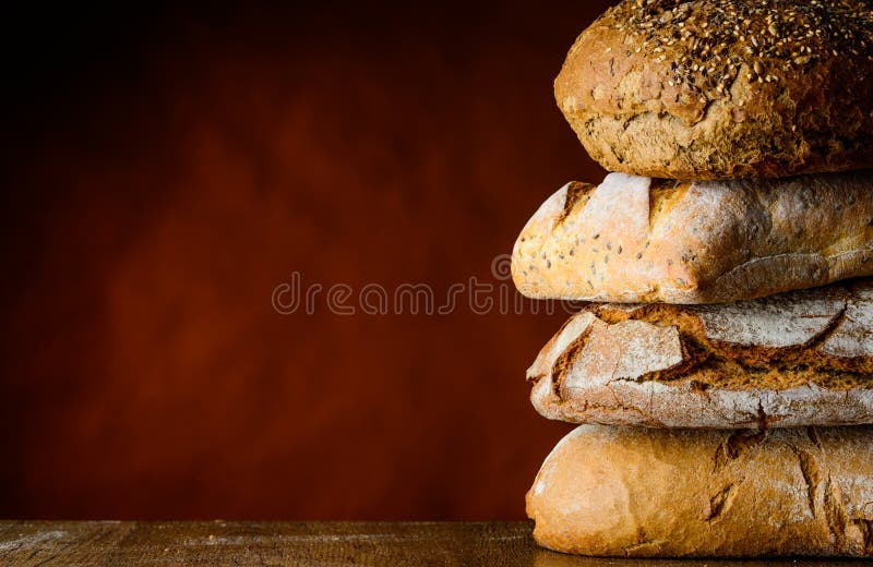 Bread pile stock photo. Image of rustic, wood, table - 63873482