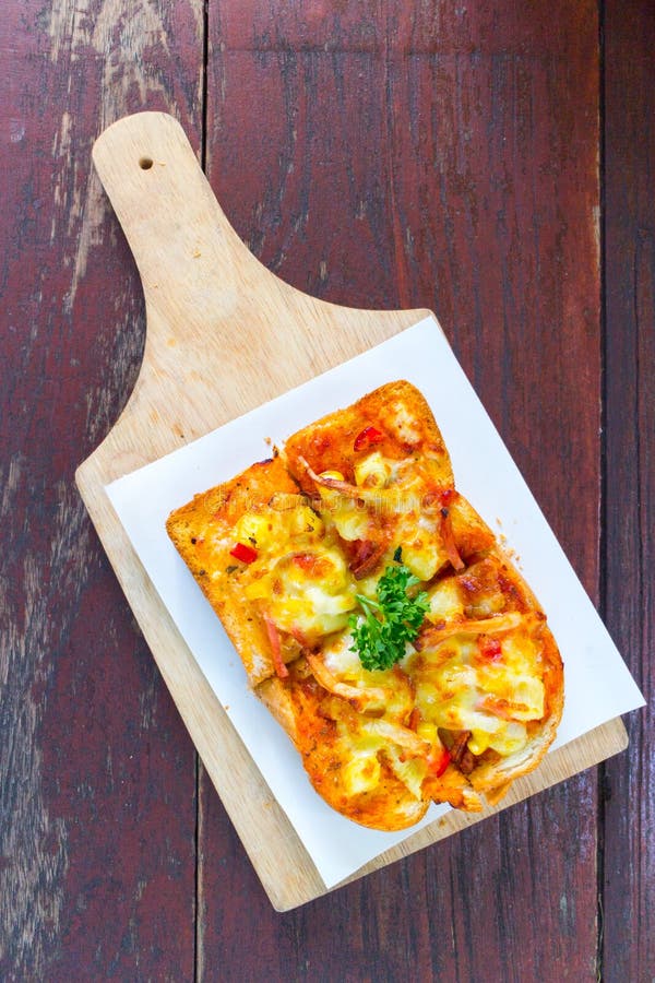 Small Square Pizzas Served on a Wooden Tray. Stock Image - Image of ...