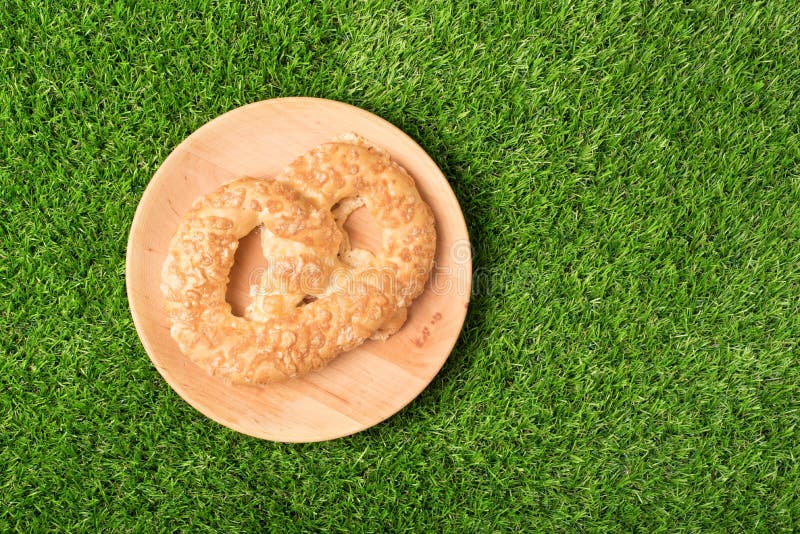Bread on the Plate on the Green Grass Stock Photo - Image of breakfast ...