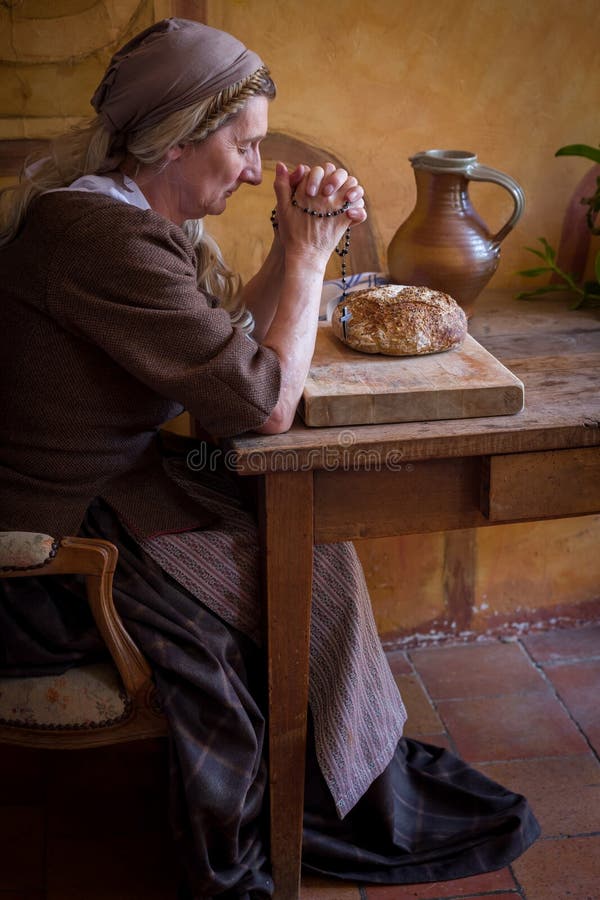 Bread and prayer stock image. Image of reenactment, vintage - 273872301