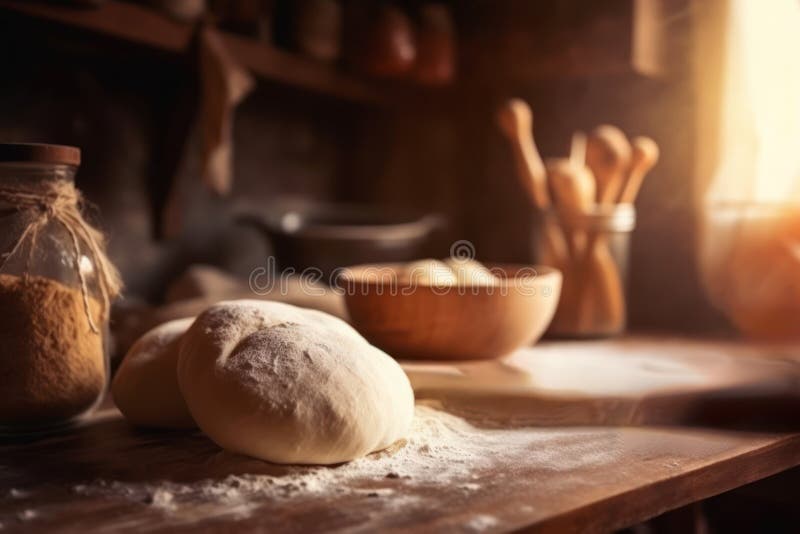 Bread Preparation, Hands Kneading Dough on Table, Closeup. Generative ...