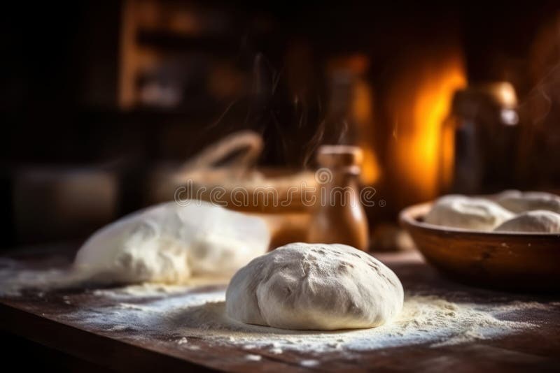 Bread Preparation, Hands Kneading Dough on Table, Closeup. Generative ...