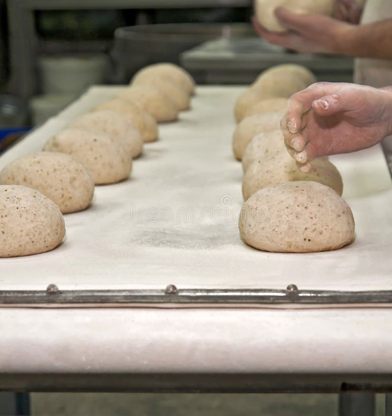Bread Production Line. Scene. Food Factory Conveyor Belt. Bread Loaf on ...
