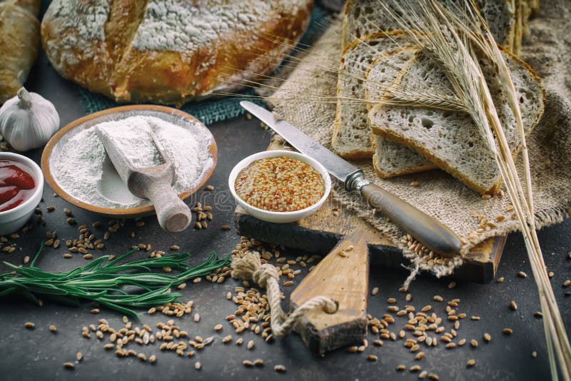 Bread made from flour stock image. Image of bread, table - 162473151