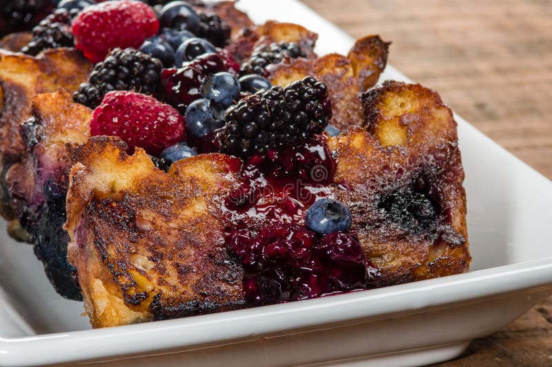 Bread Pudding with Berry Topping Stock Image - Image of healthy, food ...