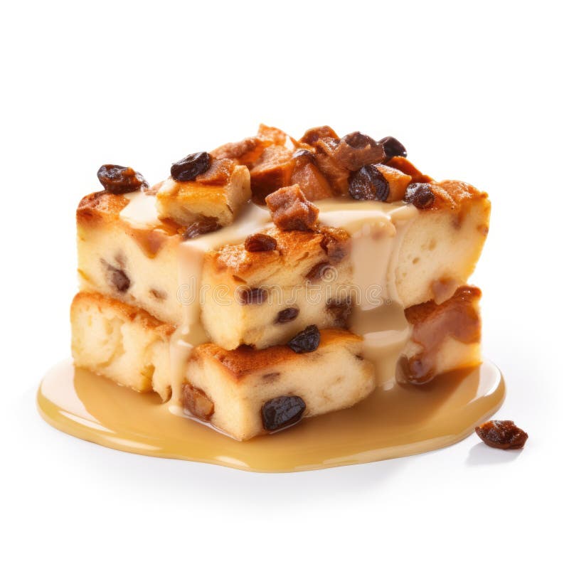 Bread Pudding on Plain White Background - Product Photography Stock ...