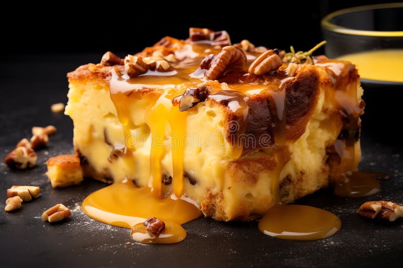 Bread Pudding Square Tasty Dessert Background Stock Illustration ...