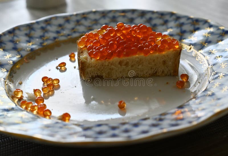 Bread with red caviar stock image. Image of meal, delicacy - 275084381