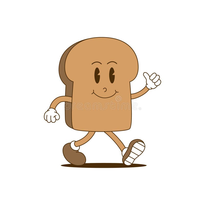 Bread Retro Mascot. Funny Cartoon Character of Bread Stock Vector ...