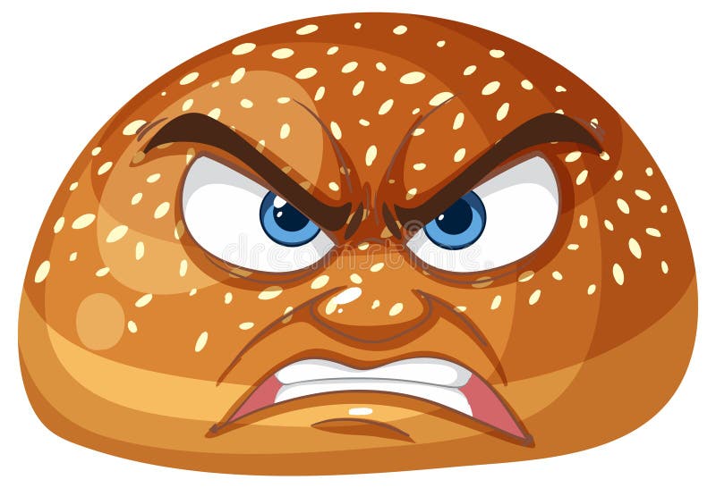 A bread roll with an angry stock vector. Illustration of expression ...