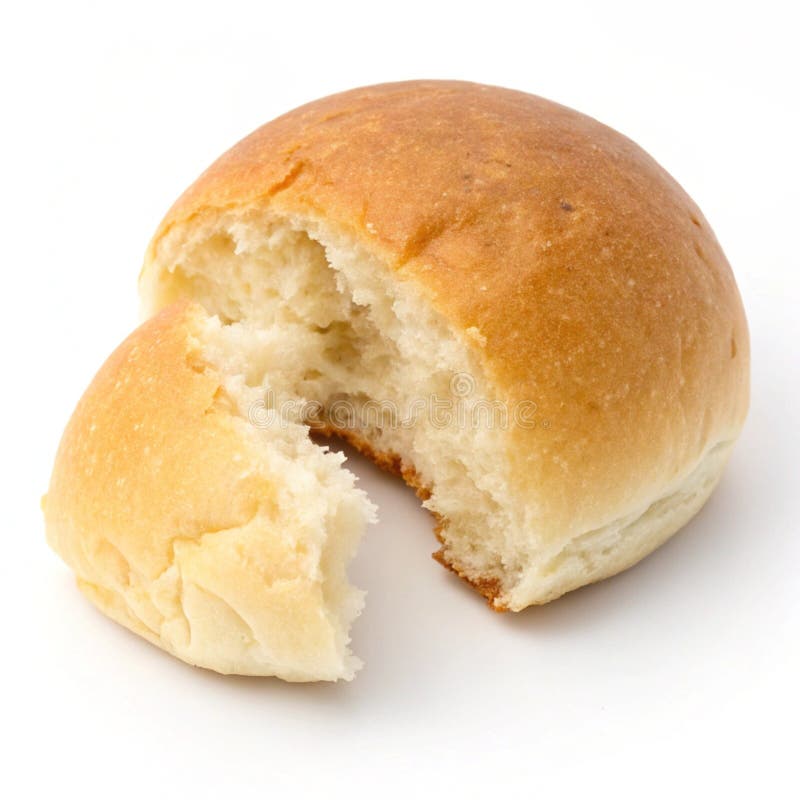 Bread Roll with a Bite Taken Out Isolated on White Background Stock ...