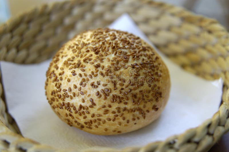 Bread Roll with Sesame Seeds Stock Photo - Image of roll, morning: 393508
