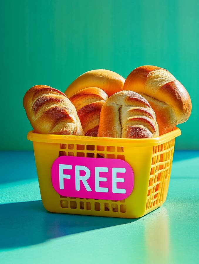 Bread Rolls in a Basket with a Free Label. Stock Photo - Image of ...