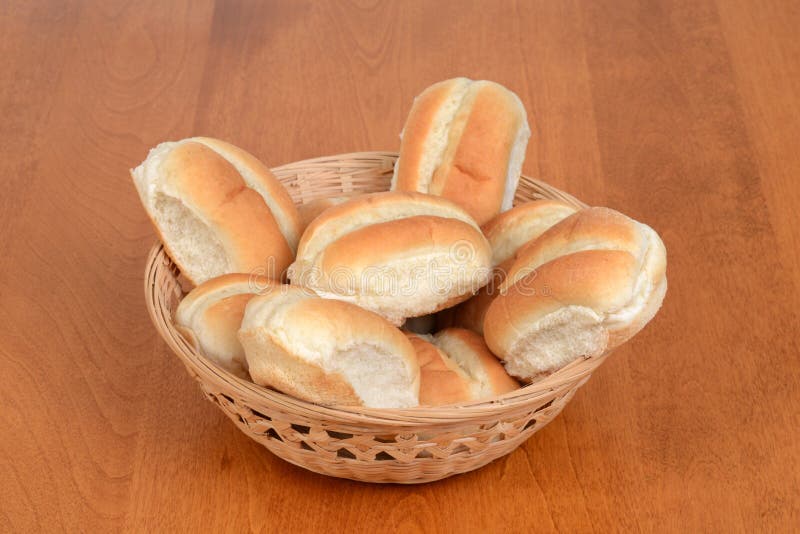 Bread rolls in a basket stock photo. Image of studio - 30452876