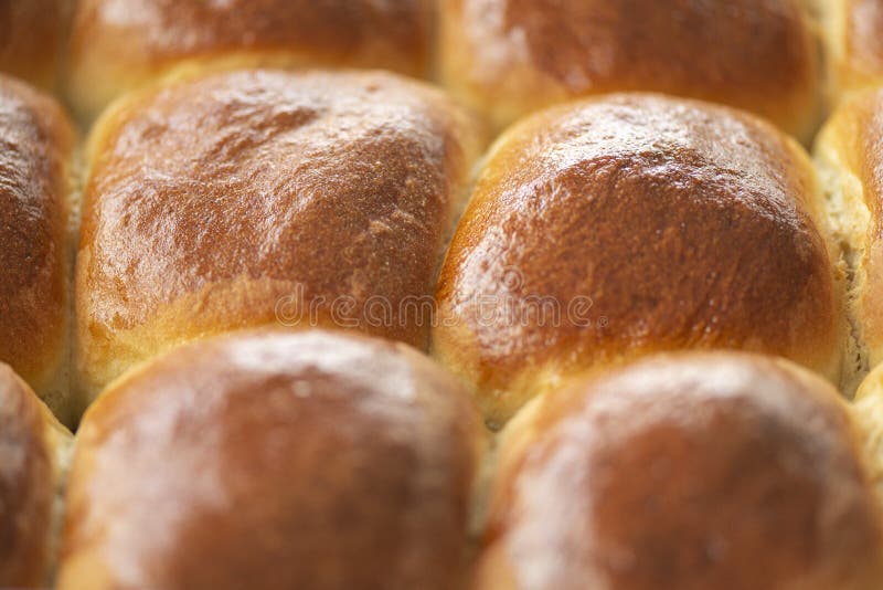 Bread Rolls Close Up, Full Frame Stock Photo - Image of homemade, baked ...