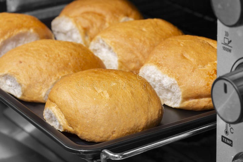Bread Rolls Cobs Cooked Homemade in an Elecric Oven. Stock Image ...