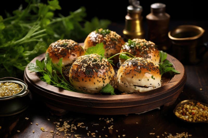 Bread Rolls with Seeds and Herbs Topping Stock Image - Image of ...