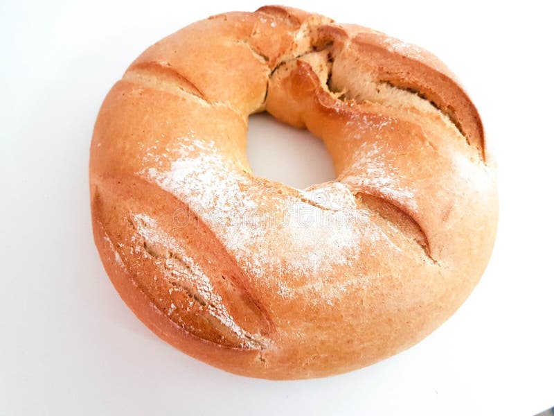 Bread Round Circle Isolated Baked Stock Image - Image of brown, dough ...
