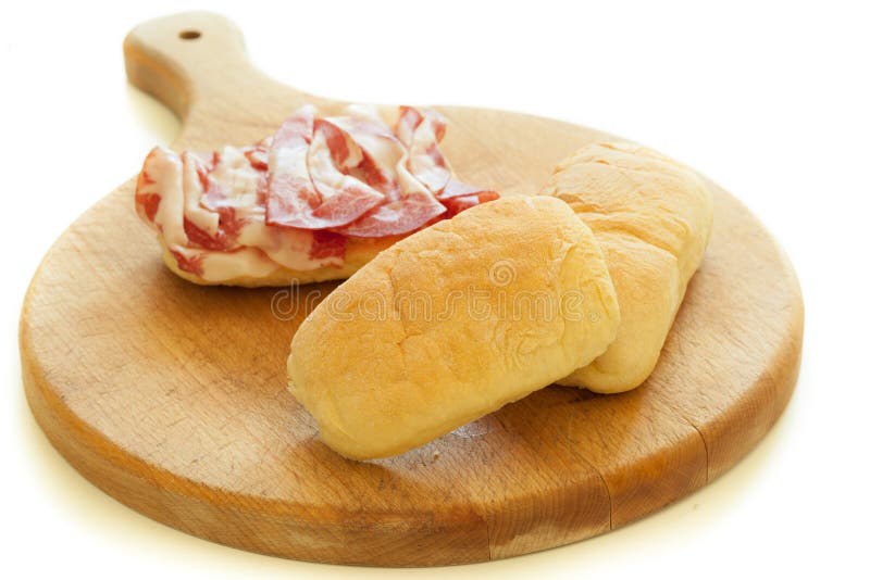 Bread and Salami stock image. Image of board, breakfast - 29606507