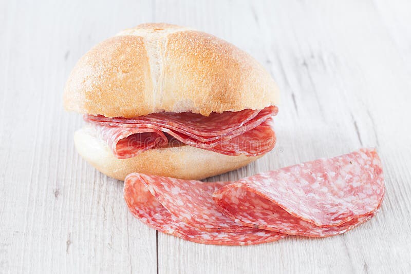 Bread Salami stock photo. Image of healthy, brunch, snack - 72050382