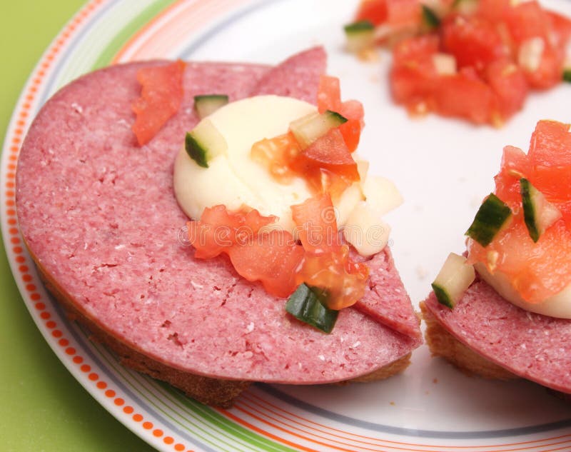 Bread with salami stock photo. Image of freshness, bread - 43336858