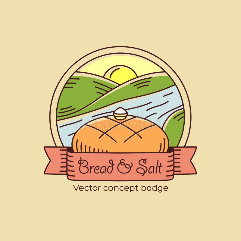 Bread and Salt Line Style Vector Badge or Logo Stock Vector ...
