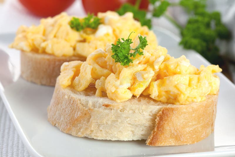 Bread with scrambled eggs stock photo. Image of filled - 16913018