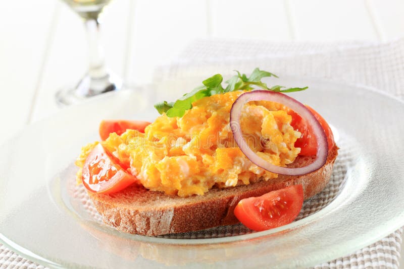 Bread and scrambled eggs stock photo. Image of vegetable - 19852484