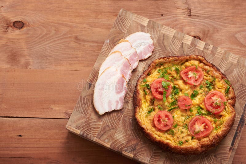 Bread, Scrambled Eggs, Bacon on a Table Stock Image - Image of dish ...