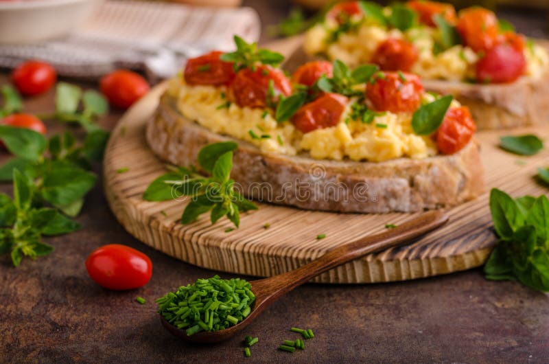 Bread scrambledd eggs stock image. Image of gourmet, lunch - 97893903