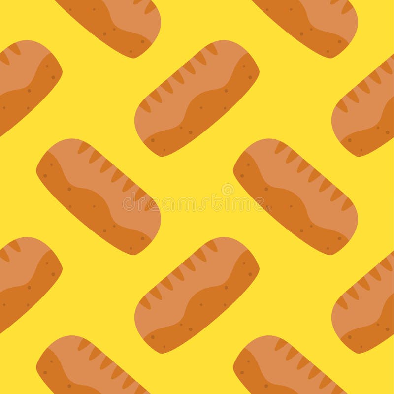 Bread Seamless Pattern Vector Illustration Isolated on Color Background ...