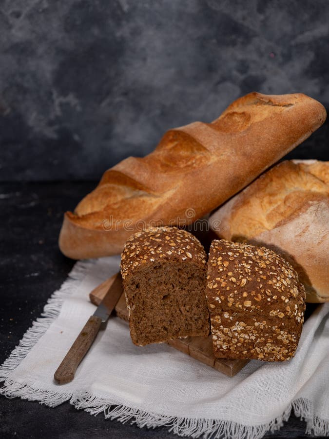 Bread with Seeds on a Beach Concrete Background Stock Photo - Image of ...
