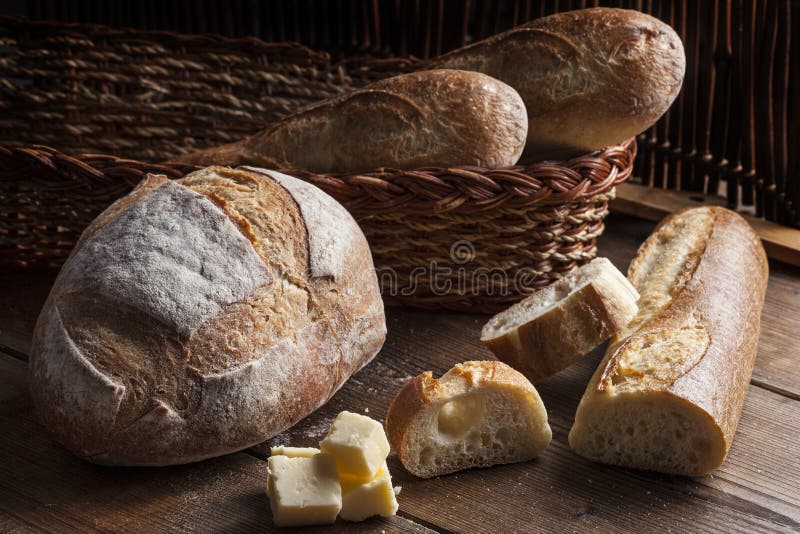 Bread Selection on a Wooded Table Stock Photo - Image of beauty ...