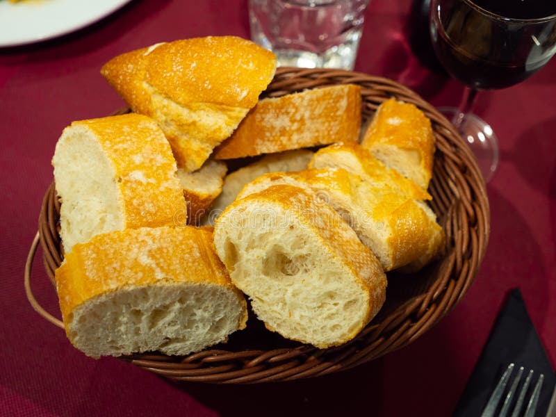 Bread Served on Table with Glass of Red Wine Stock Image - Image of ...