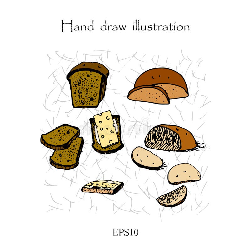 Bread Set Hand Drawing Illustration Stock Illustration - Illustration ...