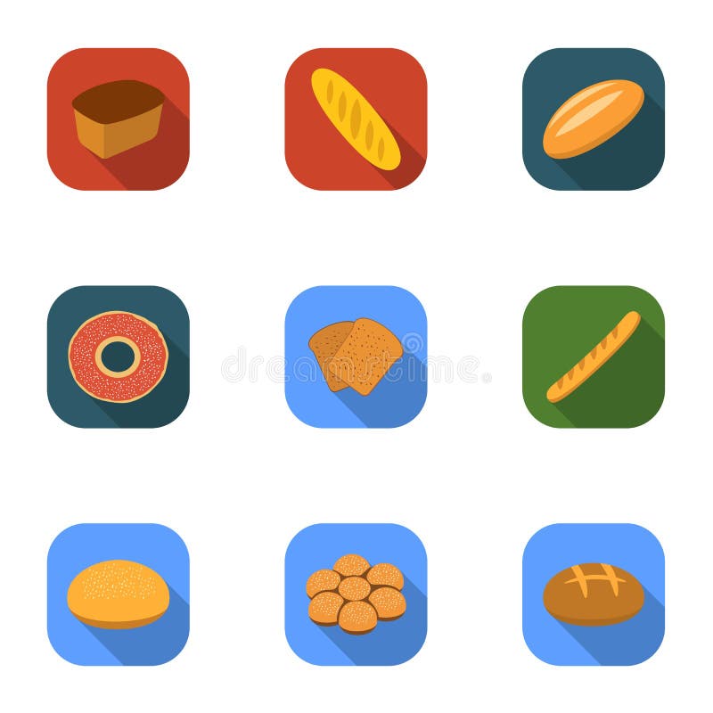 Bread Set Icons in Flat Style. Big Collection of Bread Vector Symbol ...