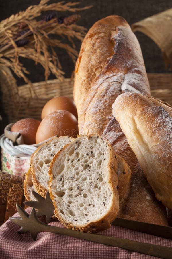 Bread stock image. Image of cereal, bagatte, flour, loaf - 55605459