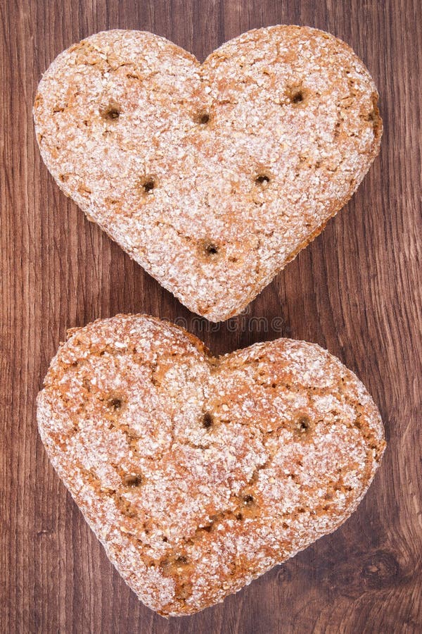 Bread in Shape of Heart Baked from Whole Grain Flour Stock Image ...
