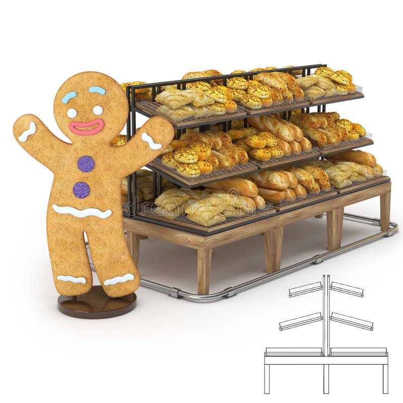 Bread shelves stock illustration. Illustration of goods - 155923564