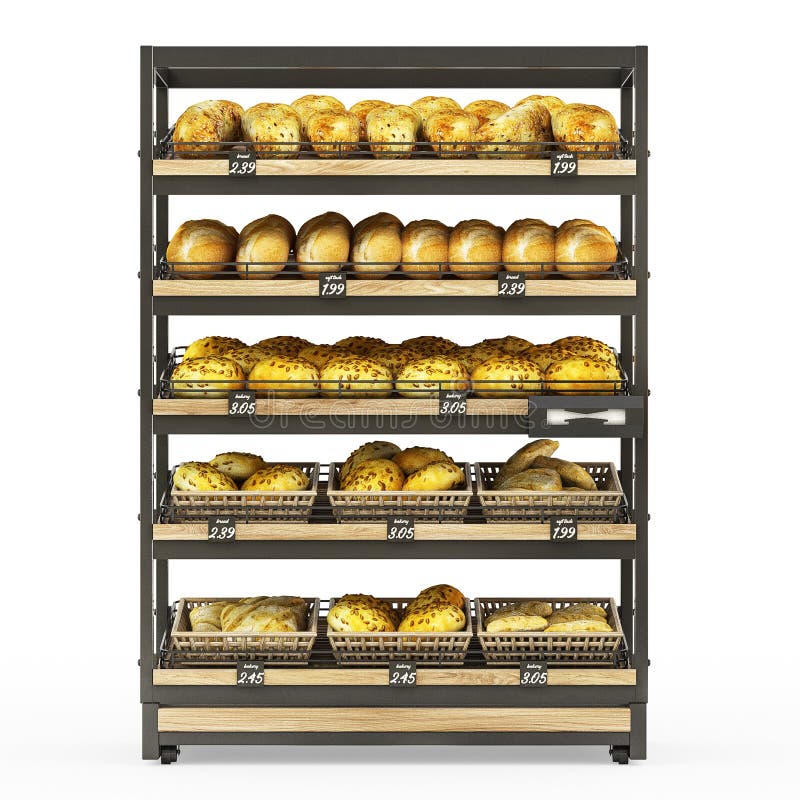 Bread shelves stock illustration. Illustration of blur - 155390345