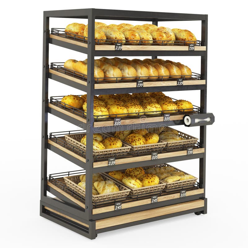 Bread shelves stock illustration. Illustration of blur - 155390345