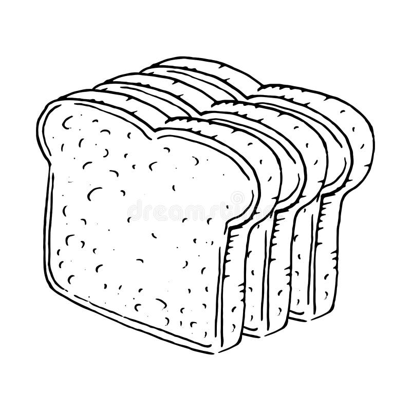 Bread Sketch Hand Drawn. Vector of a Piece of Bread, Toast Stock Vector ...