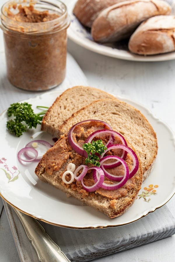 Bread Slathered with Pork Lard Mixed with Ground Cracklings Stock Image ...