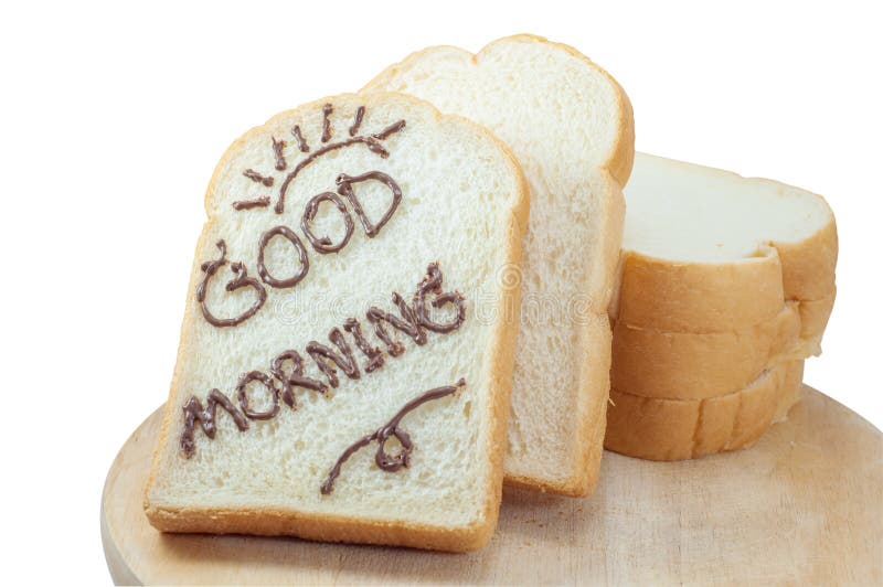 Bread Slice with Chocolate and Word Good Morning Stock Image - Image of ...