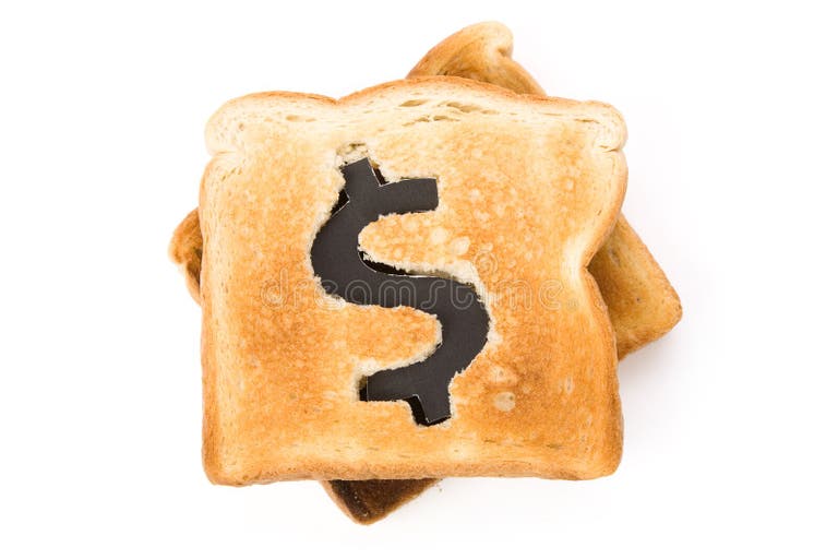 Bread Slice with Dollar Sign Stock Photo - Image of business, burnt ...