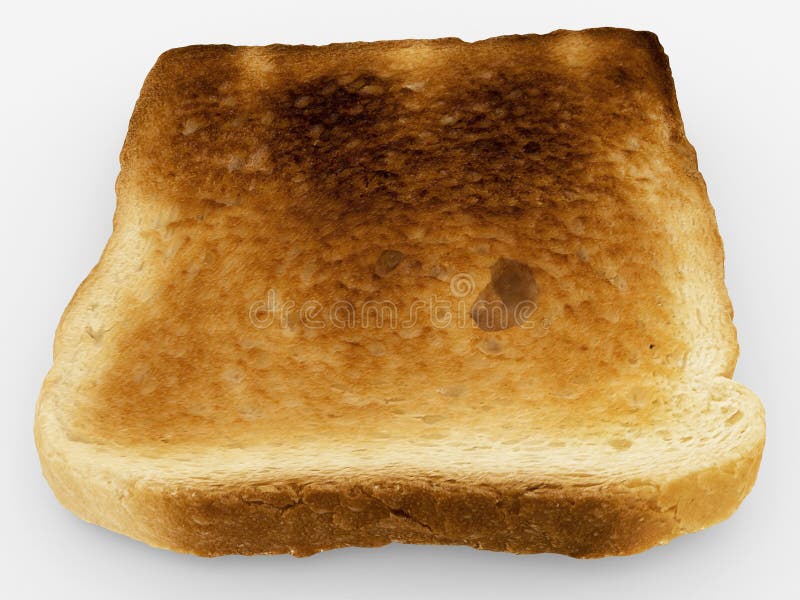 Bread Slice - Single Baked Toast Close-up - Isolated on White Stock ...