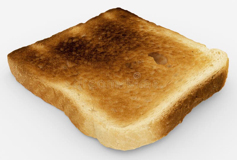 Bread Slice - Single Baked Toast Close-up - on White Stock Photo ...