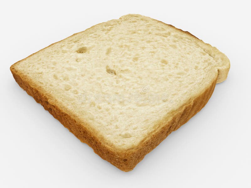 Bread Slice - Single Toast Close-up - Isolated on White Stock Photo ...